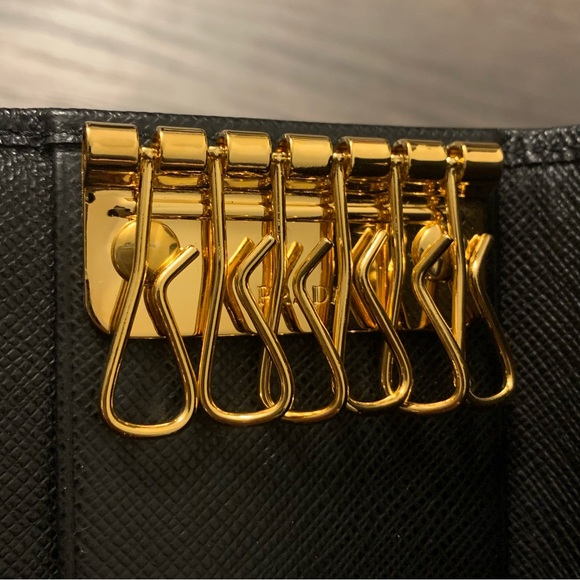 Prada | Accessories | Prada Nero Black Saffiano Leather 6 Key Holder ...